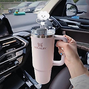 YAYAYOUNG 2 Pcs Straw Covers Cap Toppers Compatible with Stanley 30&40 oz Tumbler Cups,Reusable Cute Silicone Straw Tips Lids Protectors for 0.4 in/10mm Stanley Cups Straws Accessories