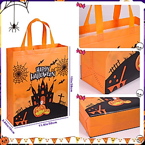 emzrivo 6PCS Halloween Trick or Treat Bags Halloween Large Gift Bag Halloween Tote Bags with Handles, Halloween Non-Woven Bags for Trick or Treat, Halloween Party Supplies, 15×11.8×3.9”