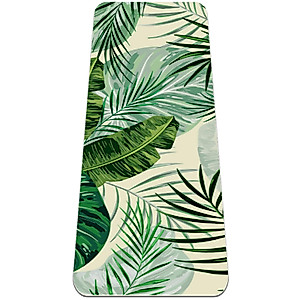 Unicey Green Tropical Leaves Decorative Background Yoga Mat Thick Non Slip Yoga Mats for Women&Girls Exercise Mat Soft Pilates Mats,(72x24 in, 1/4-Inch Thick)