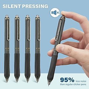 ParKoo Gel Pens Quick Dry Ink Fine Point 0.5mm, Retractable Rolling Ball Black Ink, Click Silent Pens Set for Journaling Notetaking Drawing Sketching Smooth Writing Non Bleed 12pcs