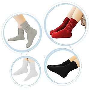 DOOVID Toddler Slouch Socks Knee High Socks Kids Boys Girls Cotton Long Crew Socks Black 6-8 Years