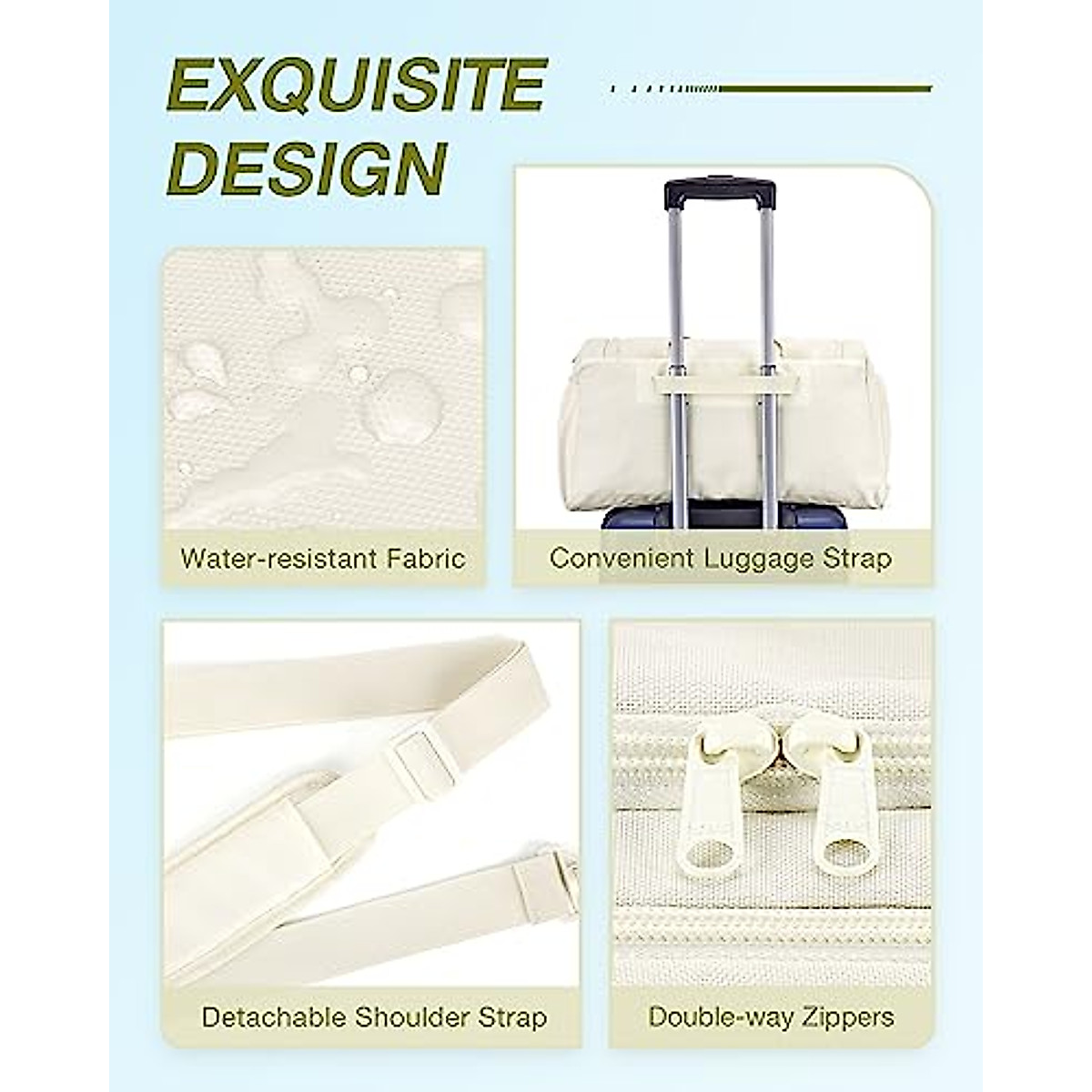 Gym Bag, BAGSMART 31L Sports Travel Duffle Bag With Shoe Compartment, Waterproof Gym Duffel Bag for Men/Women Travel, Carry On Weekender Workout Bag, Beige