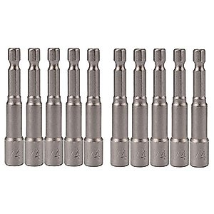 Yakamoz 10Pcs Magnetic Nut Setter Driver Drill Bit Set 1/4" Hex Shank to 1/4" Hex Socket Power Nut Driver Bits, 2-Inch Length