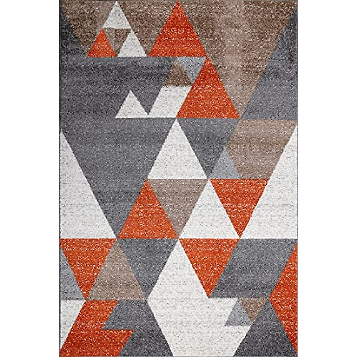 L'Baiet Emani Orange White Gray Brown Geometric Triangle Abstract Color Block Pattern Mid-Century Modern Indoor 4' x 6' Area Rug
