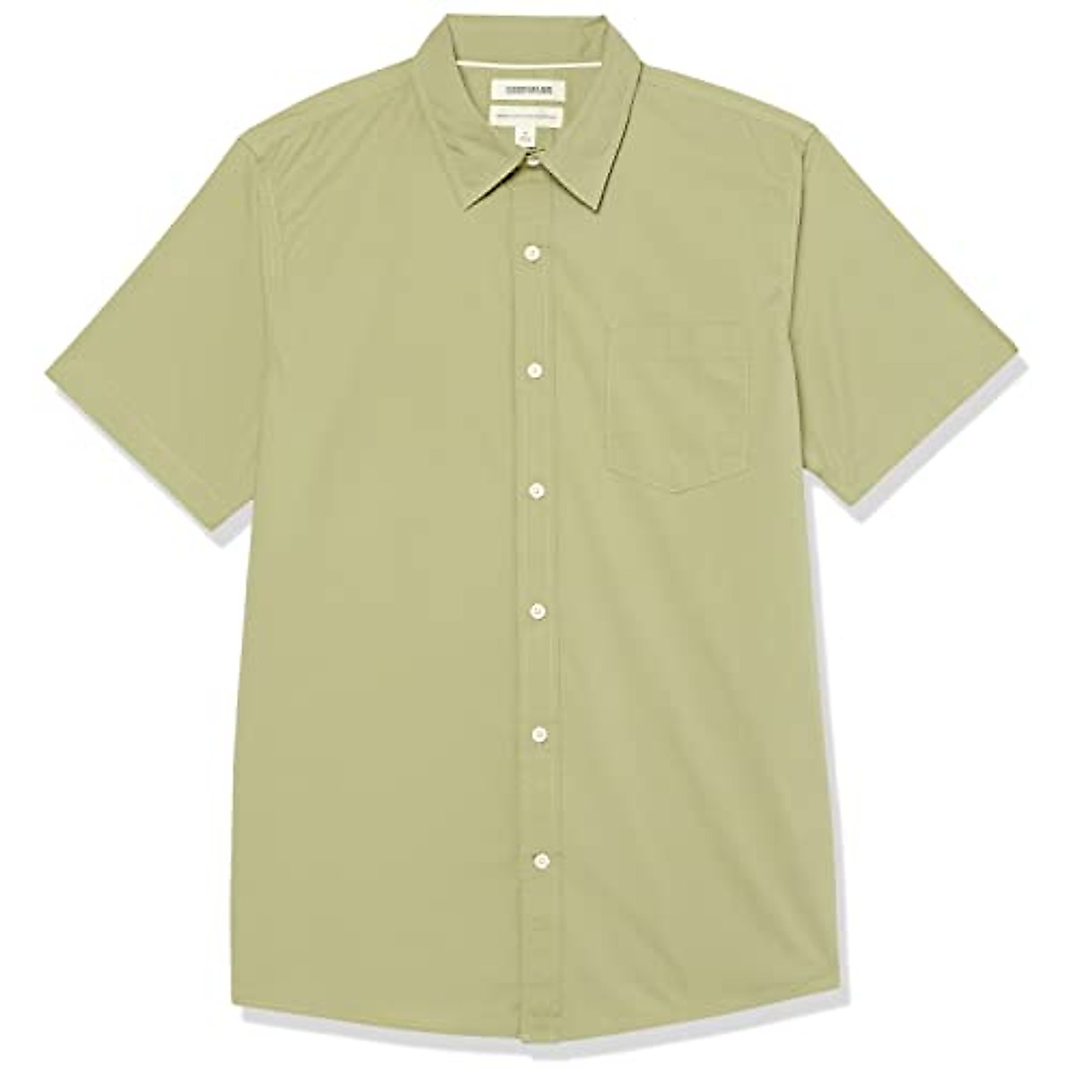 Goodthreads Men's Standard-Fit Short-Sleeve Stretch Poplin Shirt, Light Olive, X-Large