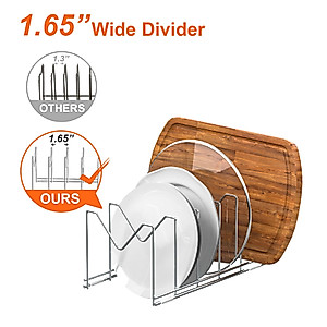 3 Pack Pot Lid Organizer for Cabinet, Stainless Steel Pot Lid Rack with Anti-slip Pad, Lid Holder for Pans Pots, Bakeware, Plates, Cookie Sheets, Trays, Dish, Cutting Boards, Silver