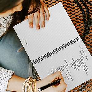 ZICOTO Aesthetic Spiral Notebook Journal For Women - Cute Greenery 10.5" x 8.5" College Ruled Notebook With Large Pockets, Lined Pages and Hardcover - Perfect to Stay Organized at Work or School