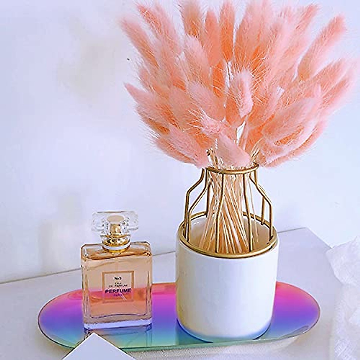 2 Pcs Metal Serving Trays, Rainbow Decorative Tray Jewelry Tray Dish Plate Tea Fruit Trays Cosmetic Organizer Storage Display Tray for Perfume Candle, Kitchen Bathroom Vanity Counter (Mix 3)