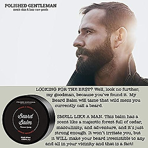 Beard Balm & Mustache Wax for Men - Beard Moisturizer with Organic Beeswax & Essential Oils - Hair Pomade & Hair Balm - Beard Polishes, Softener, Condition & Styling for Men's Grooming (2oz)
