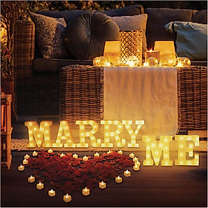 Proposal Decorations Kit, Marry Me Light Up Letters, 2000 Rose Petals, 24 Heart Shaped Romantic Candles, Red Carpet Aisle Runner 16 Feet, 10 Red Heart Balloons, 1 Engagement Rose Ring Box