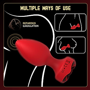 Anal Plug Sex Toys for Women, Vibrating Butt Plug Anal Toys Anal Vibrator Buttplug Sex Toys for Couples with 10 Vibration Mode, G Spot Anal Dildo Vibrators Prostat Massager Rose Sex Toy for Men Woman