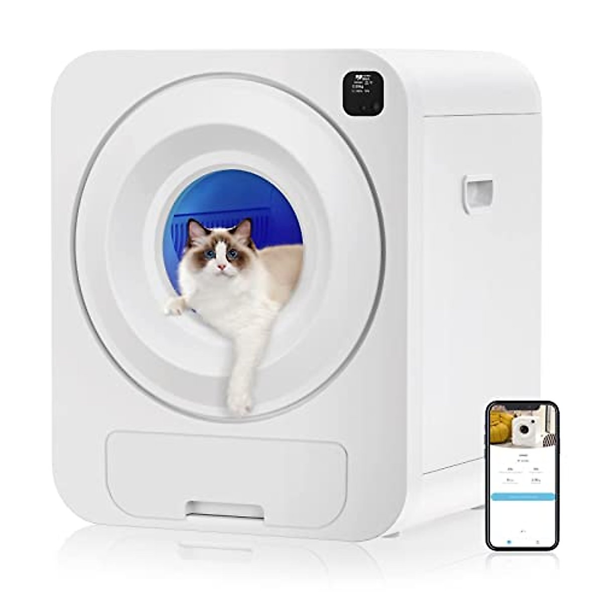 Self Cleaning Cat Litter Box, Automatic Litter Box Wi-Fi Enabled Smart Robort with 24H App Remote Control, Low Noise, Odor Removal, 78L Large Space for Multiple Cats