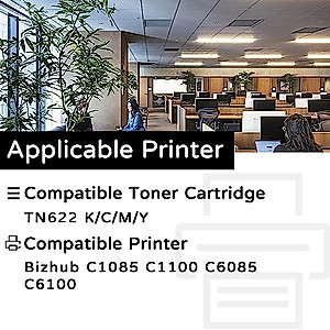 RIOMAN TN622 Toner Cartridge Compatible Replacement for Konica Minolta TN622 to Use with Bizhub C1085 C1100 C6085 C6100 Toner Printer Yellow