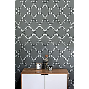 PINKIPO®, Moroccan Elegant, (16"x40") XL Stencil, Ethnic Large Wall Stencil, Classic Geometric Wall Stencils for Painting, Stencils for Walls, Moroccan Wall Stencil