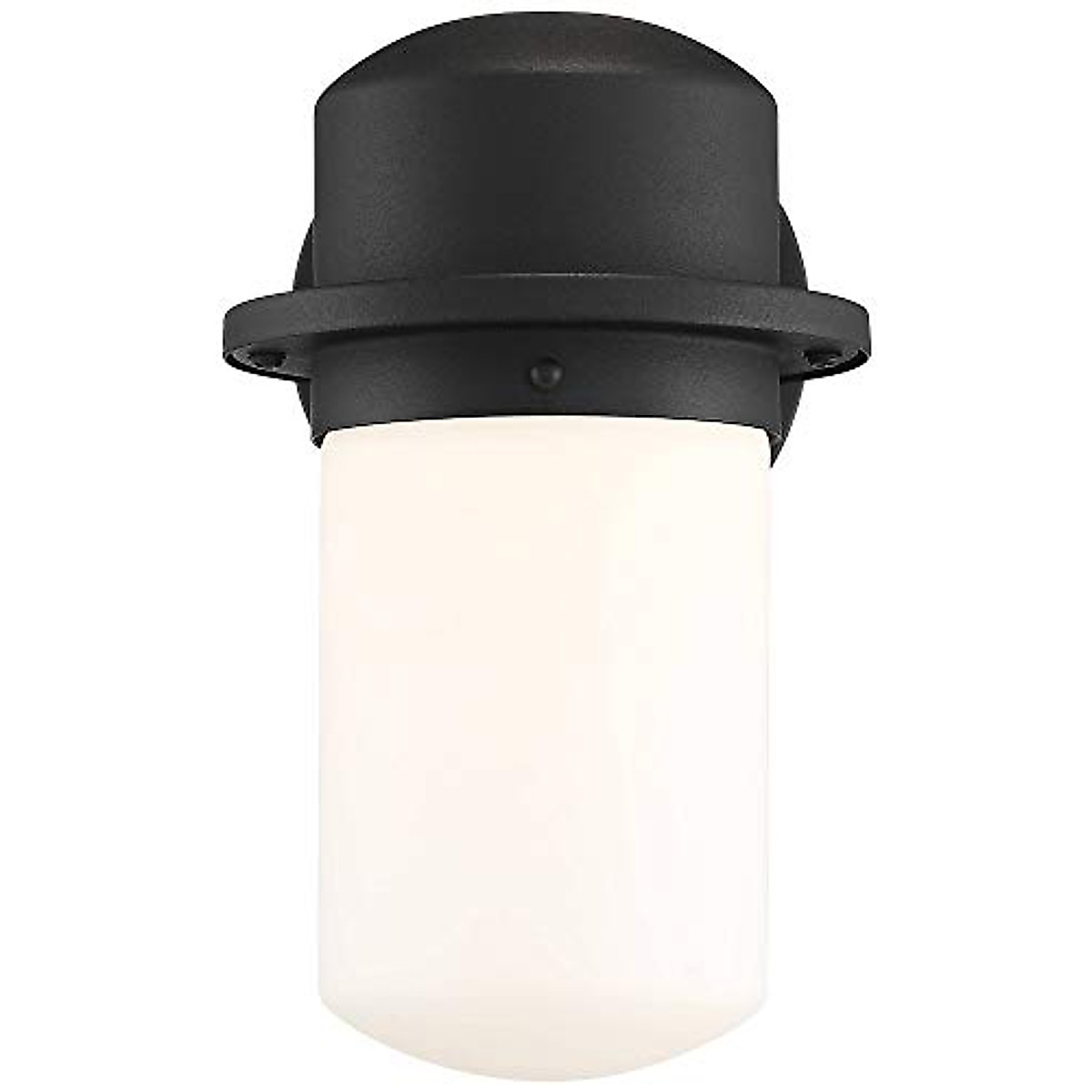 Possini Euro Design Mallow Modern Contemporary Outdoor Wall Light Fixture LED Textured Black 9 1/4" White Opal Glass for Exterior House Porch Patio Outside Deck Garage Yard Front Door Garden Home