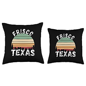 Retro Frisco TX Texas City Apparel Souvenir Throw Pillow, 18x18, Multicolor