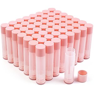 LotFancy Lip Balm Tubes Empty, 100PCS 5.5ml (3/16 Oz), Clear Lip Balm Container Tubes with Pink Caps, BPA Free & Leak Free, Refillable