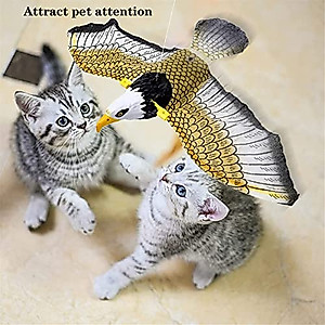 dhaonxb Simulated Birds Hanging Pet Toy,Bird Mechanical Flying Toy,Bird Interactive Cat Toy,Colorful Simulation Hanging Flying Bird Interactive Electric Toy Pet Supplies (B)