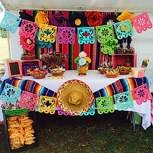Qpout 2 Mexican Fiesta Party Decorations Banners, Felt Cinco de Mayo Decorations Banner, Day of the Dead Decor Papel Picado Banner, Dia De Los Muertos Garlands, Fiesta Birthday Baby Shower Flags