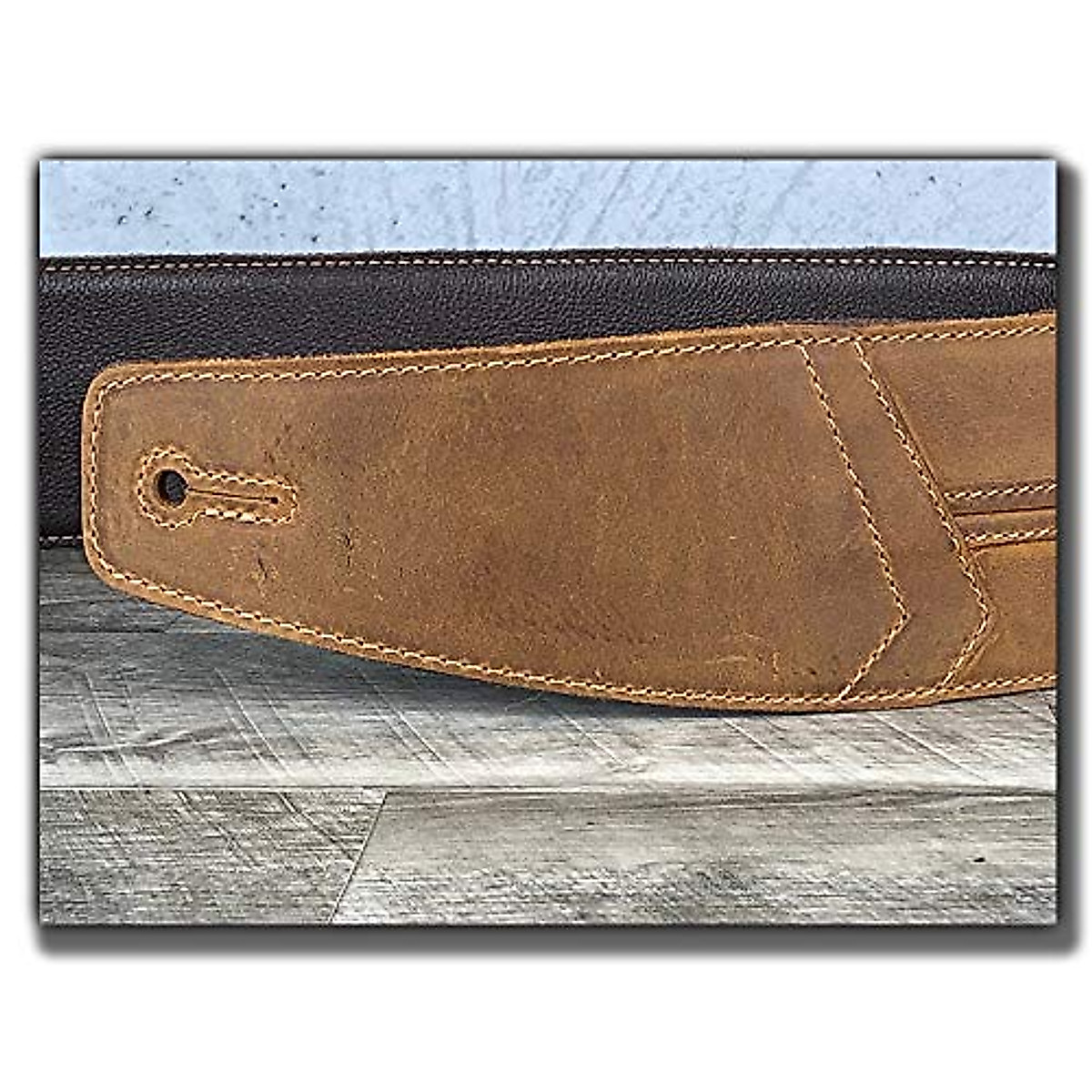 Anthology Gear The Original Straight Up Full Grain Padded Leather Guitar Strap - For Electric, Acoustic and Bass Guitars (3" Width, Tobacco)