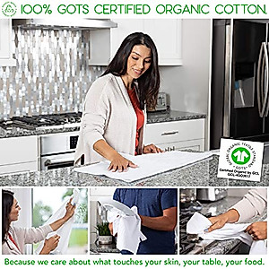 HONEST WEAVE GOTS Certified 100% Organic Flour Sack Cotton Kitchen Hand and Dish Towel Sets - Extra Large 27x27 inches, Fully Hemmed, 12-Pack, White