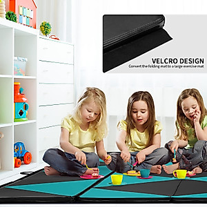 Sunoutife Gymnastics Mat, 3'x6'x2'' Folding Kids' Gymnastics Tumbling Mat with Carrying Handles for Home Gym Exercise & Play