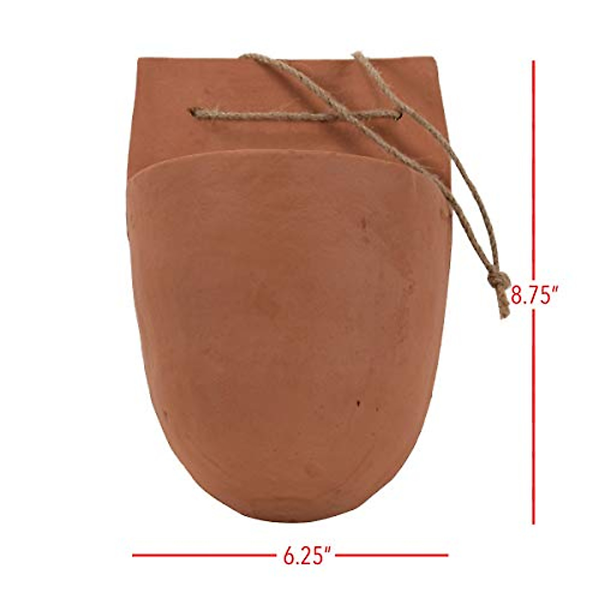 Foreside Home & Garden Terracotta Hanging Wall Storage Pocket with Jute Hanger