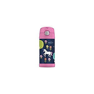 THERMOS 12 Ounce Funtainer Kids Straw Bottle, Unicorns