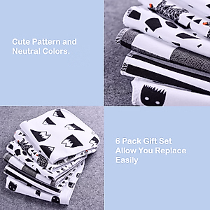 Gelisite 6 Pack Cotton Baby Burp Cloths Extra Absorbent Soft for Baby Boys and Girls Spit Up Cloth (Black)