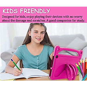 All-New Fire 7 Tablet case(2022 Release),Fire 7 Tablet case for Kids, Riaour Light Weight Shockproof Kid-Proof Protective Cover with Handle Built-in Foldable Kickstand for Amazon fire 7 Tablet,Rose