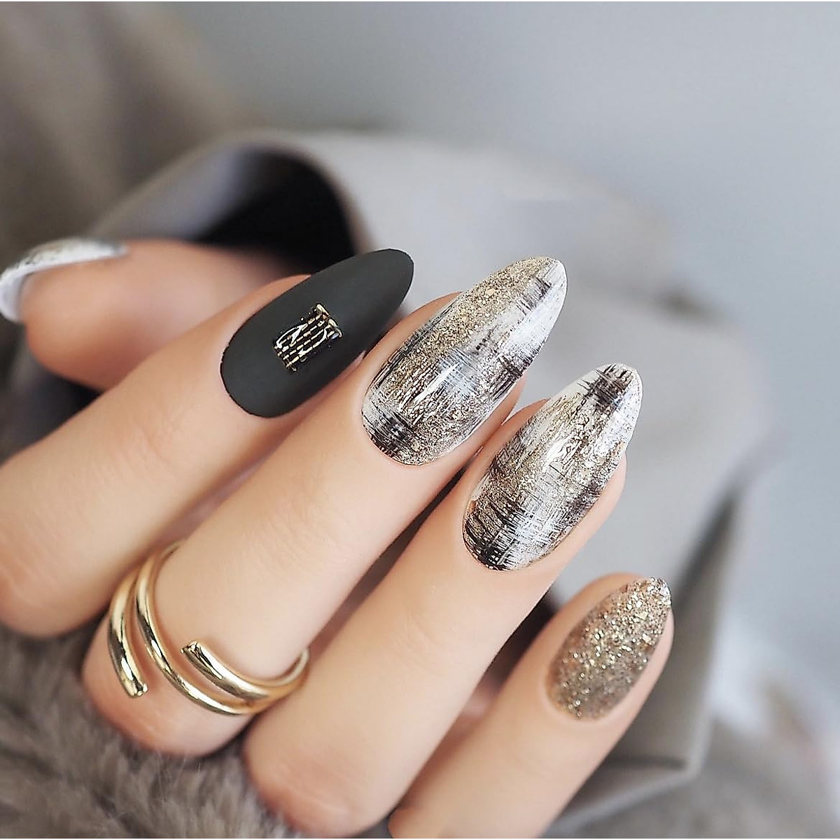 senvenski Grey Black Gel Nail Polish, White Glitter Dark Purple Charcoal Pewter Gel Polish Shimmer Crystal Gift Soak Off Set UV LED Art Varnish (CS010)