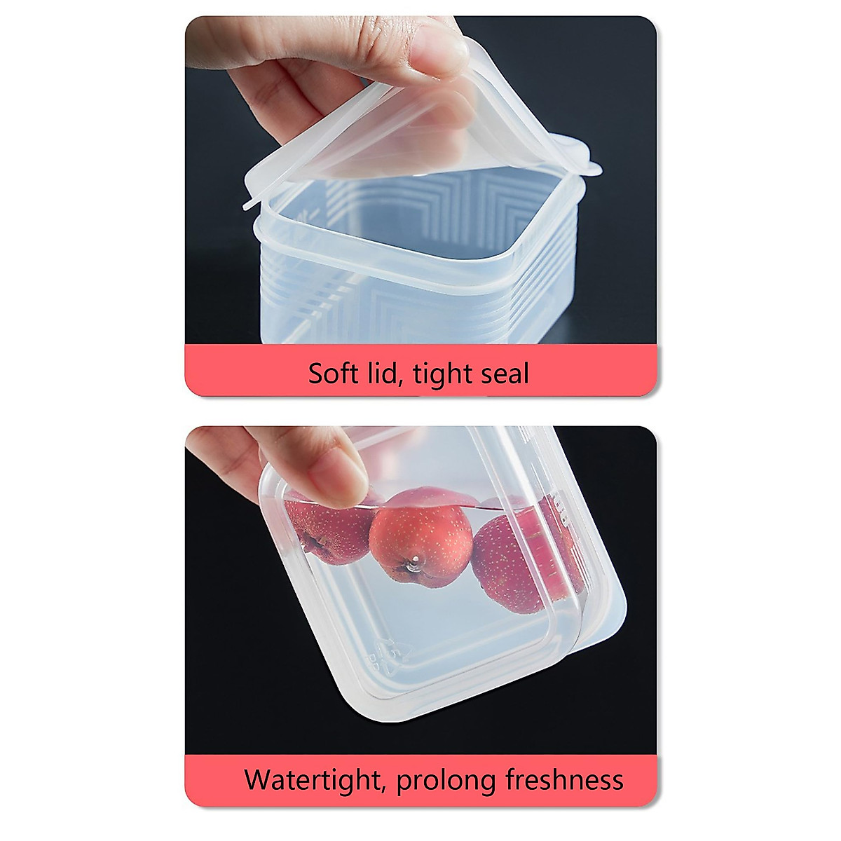RabyLeo Japanese-style refrigerator storage box one person eats frozen meat sub-compartment box frozen fresh-keeping food sauce sealed sub-package box. (Transparent & Small 4-Piece Set)