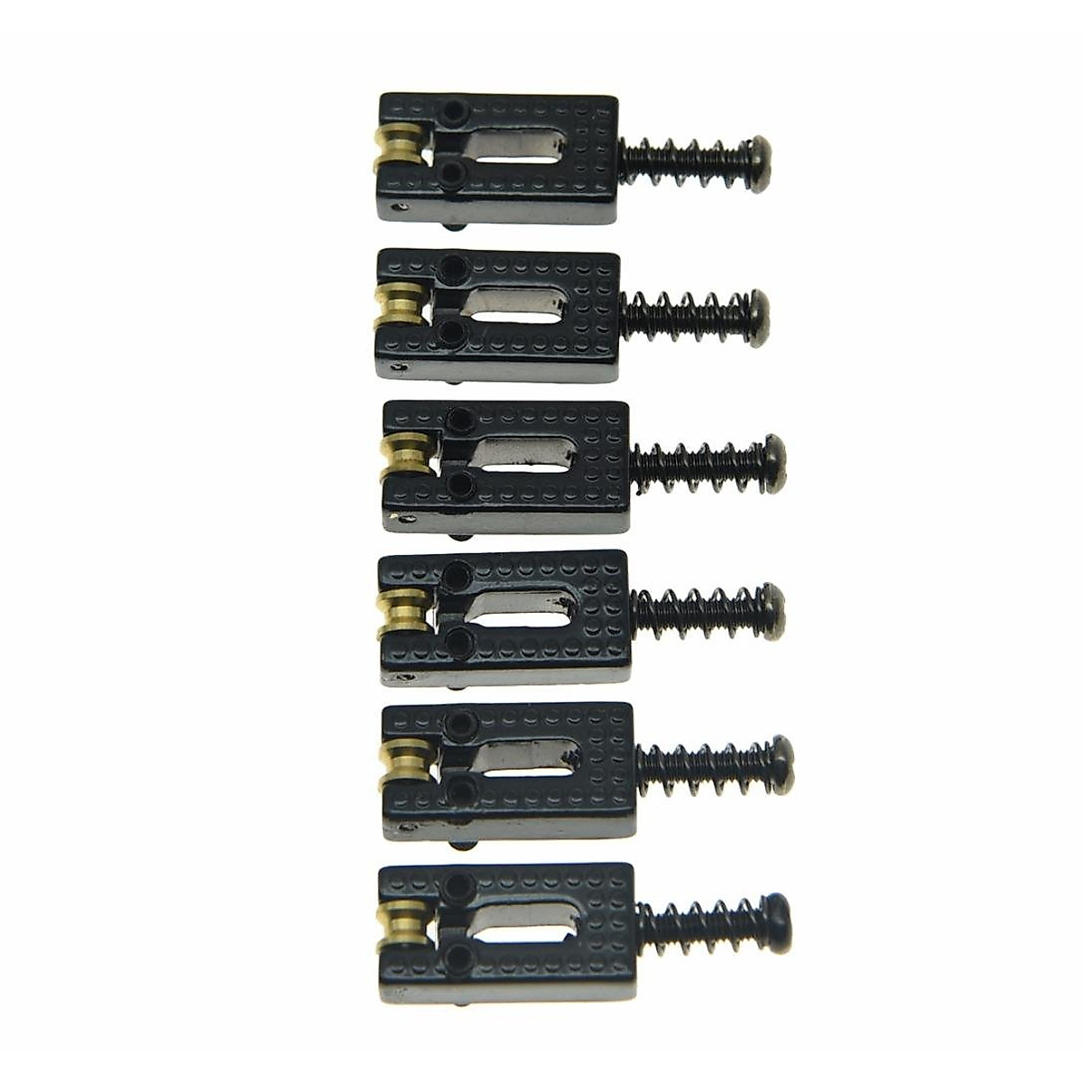 KAISH Pack of 6 Modern Electric Guitar Tremolo Bridge Roller Saddles for Strat or Tele Guitars Black