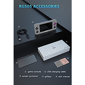 RG505 Retro Game Handheld Game Console 4.95’’ OLED Touch Screen with Android 12 System Unisoc Tiger T618 and Compatible with Google Play Store Built-in 128G TF Card