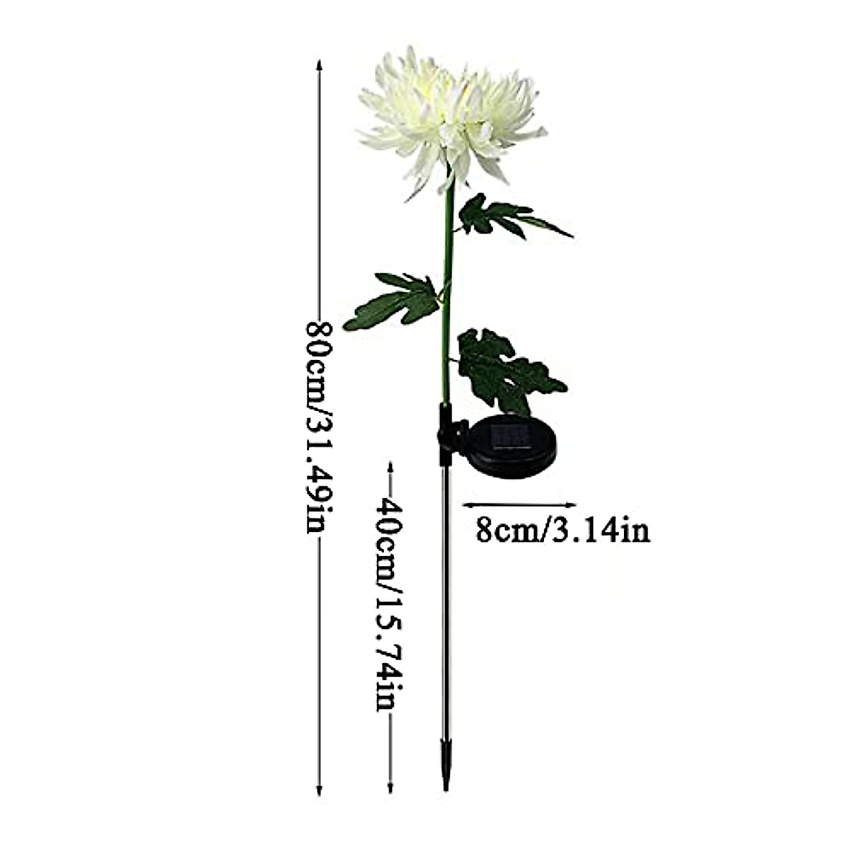 Emptystar Solar Light - Chrysanthemum Solar Light Outdoor Waterproof Artificial Flowers Solar Lights Garden Decoration Lamp Solar Powered with Metal Pole for Garden Yard, White