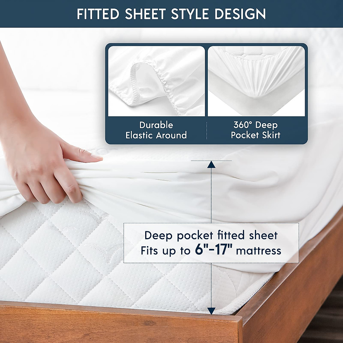 Phantoscope 100% Waterproof Mattress Protector, Queen, Mattress Cover 3D Air Soft Fabric, Mattress Pad Cover with 18'' Deep Pocket, Noiseless Washable, Queen Size