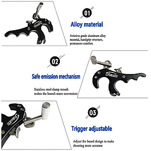 JY-Sports Archery Release Aids 4-Finger Handle Adjustable Aluminium Alloy String Separator Protector for Compound Bow Blue