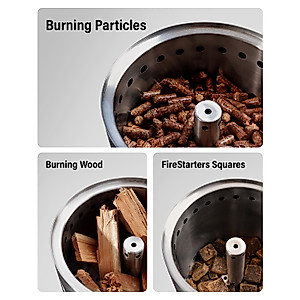 YEFU Tabletop Fire Pit 9.7 x 7.1 in, Flame Intensity Control Camping Stove for Outdoor & Patio, Fueled by Pellets or Wood, Safe Burning Table Top Firepit, with Travel Bag & 2 Mini Sticks, Blue