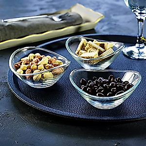 Crystalia Glass Pinch Bowls, Small Boutique Sauceboat Bowls Set for Kitchen Prep, Cooking and Serving Bowls for Fruit, Sauce, Dipping and Candy, Set of 6