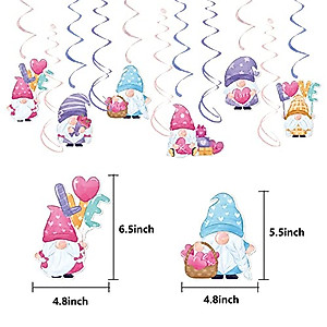 Valentine's Day Banner, Happy Valentines Day Banner Gnome Valentines Garland Banner Conversation Heart Decor Valentines Hanging Swirls Gnomes Cupcake Toppers for Girls Valentines Party Home