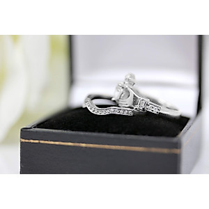 CaliRoseJewelry Sterling Silver Irish Claddagh Birthstone Ring Set July (Size 6)