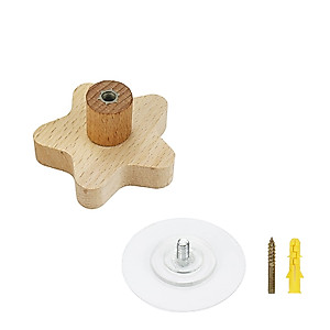 KUMGROT 5pcs Coat Hooks Wall Mounted Wood Wall Hooks Decorative Cute Hooks for Living Room Bedroom Hanging Clothes Hats Towels Purse 1 Moon 3 Stars 1 Cloud