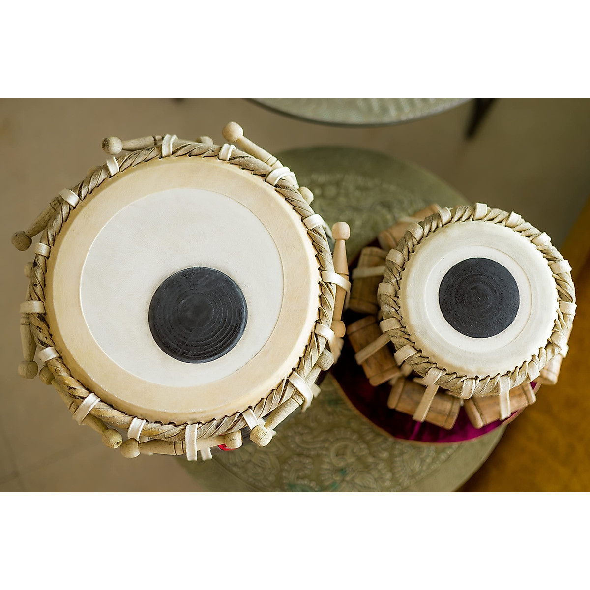 MAHARAJA Basic Tabla Set, Student Tabla Set, Steel Bayan, Dayan, Hammer, Cushions & Cover - Perfect Tablas for Students and Beginners on Budget, Tabla Drums, Indian Hand Drums (PDI-IB)