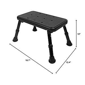 Pepe - Bath Step Stool for Adults Heavy Duty (395 lb, 8" - 10"), Caravan Kitchen Stool, Bath Steps for Elderly, Step Stools for Seniors Adjustable, Non Slip Stepping Stool, Safety Step Stool, Black.