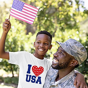 Toddler Boys I Love USA Text Print T Shirts American Flag Shirt Kids Independence Day Patriotic (Black, 9-10 Years)