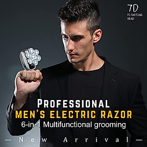 Head Shaver 7D Men’s 6-in-1 Electric Head Shaver for Bald Men, Head Electric Razor with Nose Hair Sideburns Trimmer, Waterproof Mens Grooming Kit, Anti-Pinch, LED Display, USB Rechargeable Washable