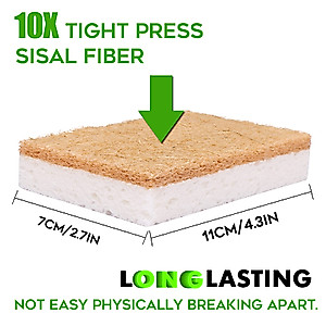 Natural Sponges Kitchen 9Pack,Eco Friendly Non-Scratch Scrub Sponge,Biodegradable Sisal Scrubber with Compostable Dish Sponges for Kitchen Cleaning…