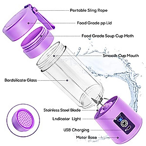 Portable Blender, MIAOKE Personal Mini Juice Blender, USB Rchargeable Juicer Cup with Six Blades in 3D, Smoothie Blender Home/Office/Outdoors