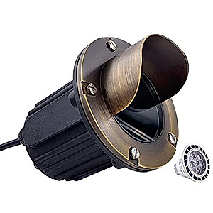 LED Spot Lights Outdoor Landscape Lighting Well Lights 174 - Solid Brass In Ground Light with 7W LED Bulb Security Landscape Lights for Bright Long Lasting Home Garden Patio Pool Area Deck Lighting