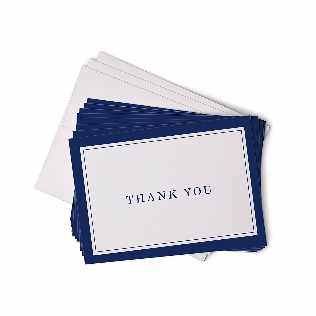 Navy Blue Formal Thank You Cards with Border - 48 Classic Note Cards with Envelopes - Perfect for Business Professionals & Special Events